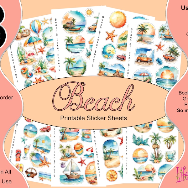 Beach Themed Stickers - Etsy