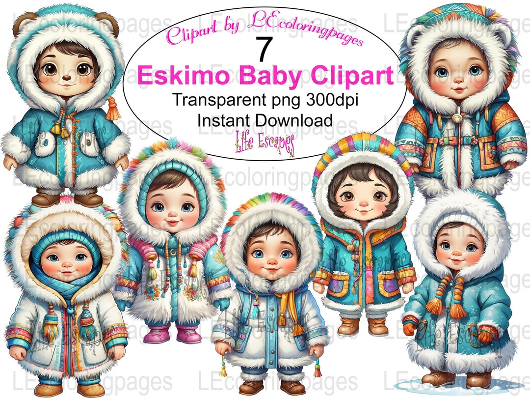 Eskimo Baby Clipart Set, Digital Download, Transparent PNG, 300dpi ...