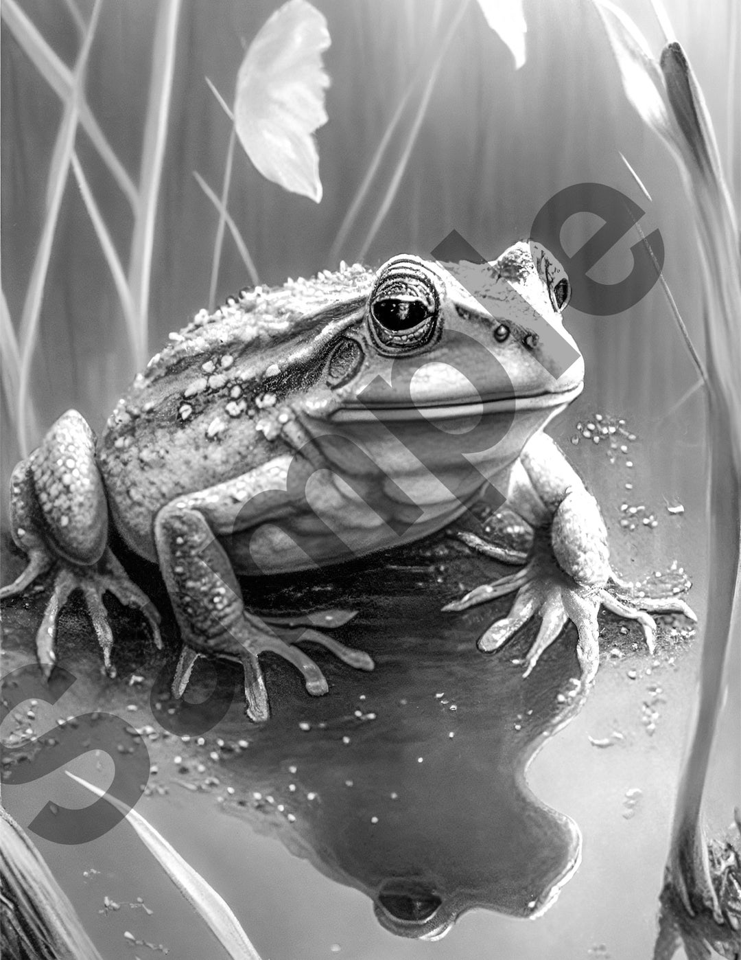 Coloring Page Froggy Fun Grayscale High Resolution Printable Single ...