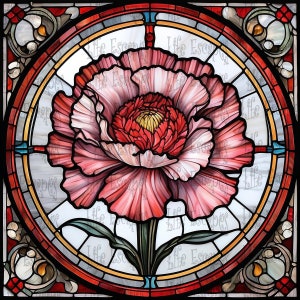 Printable Stained Glass Carnation Clipart Bundle - Set #1, PNG ...