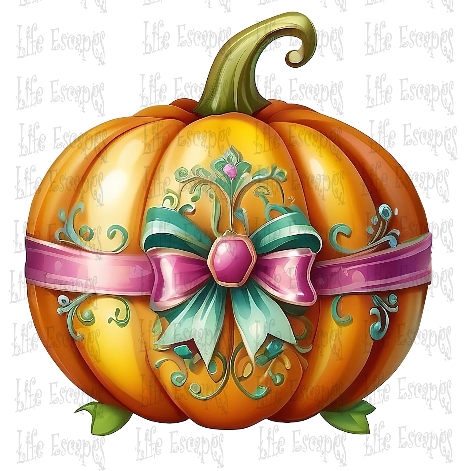 Decorative Pumpkin Clipart Pack, Instant Download, 300dpi Transparent ...