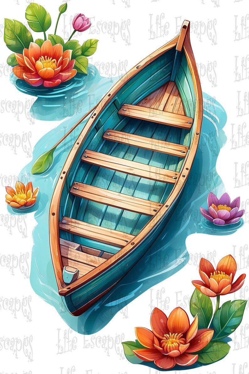 Printable Row Boat Clipart Bundle Set 1, PNG, Commercial Use, Digital ...