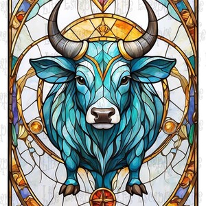 Printable Stained Glass Zodiac Taurus Clipart Bundle - Set #1, PNG ...