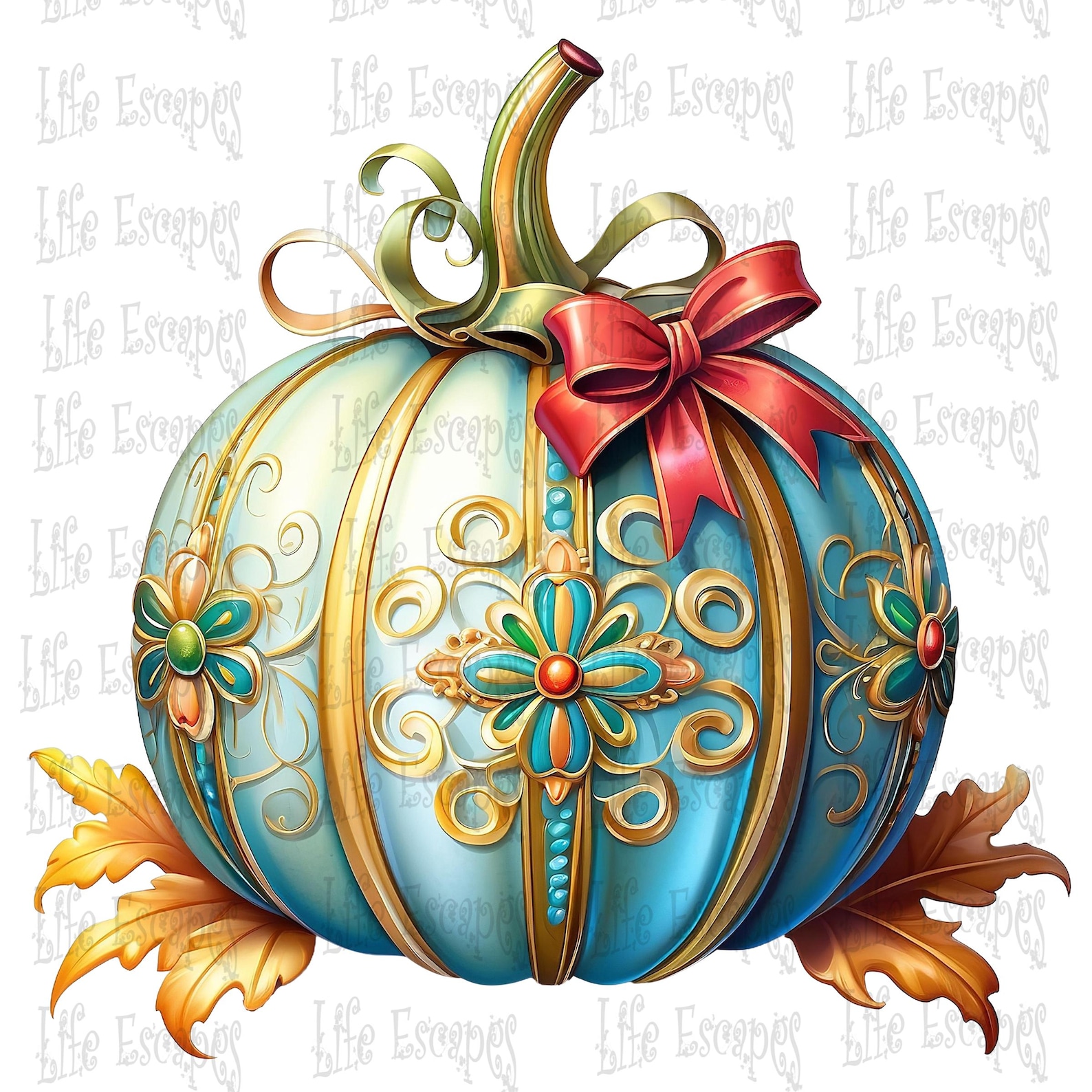 Decorative Pumpkin Clipart Pack, Instant Download, 300dpi Transparent ...