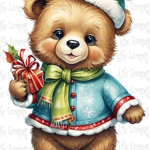 Printable Christmas Teddy Bears Clipart Set - Set #1, PNG, Commercial ...