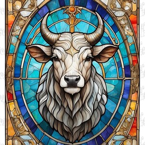 Printable Stained Glass Zodiac Taurus Clipart Bundle - Set #1, PNG ...
