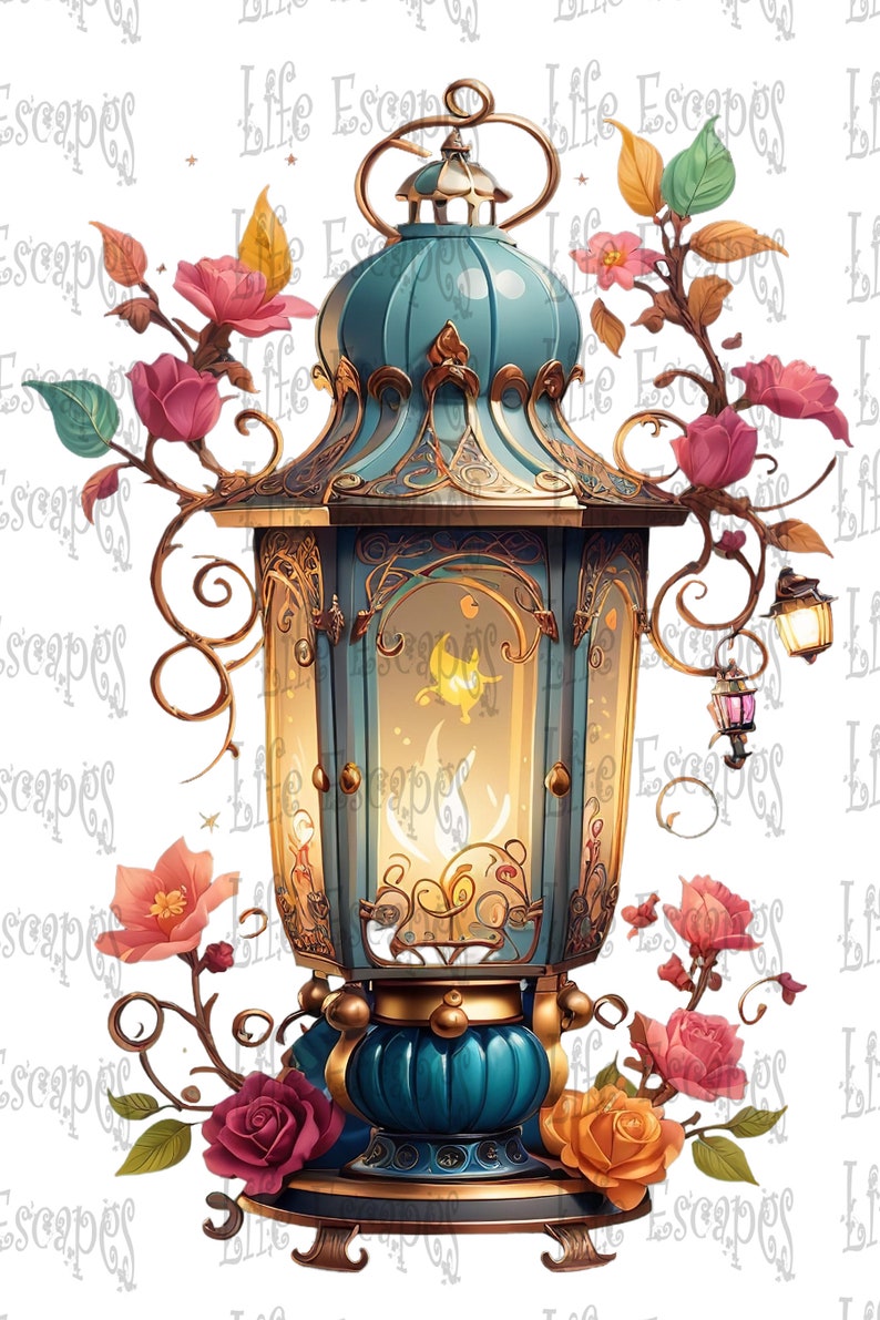 Printable Floral Fantasy Lantern Clipart Bundle - Set #2, PNG ...