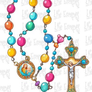 Printable Rosary Bead Clipart Set, Catholic Prayer Beads, Religious ...