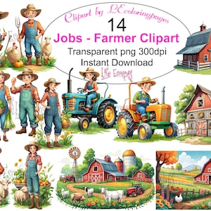 Farmer Clipart for Teachers, Educational Farm Job Graphics, Digital ...