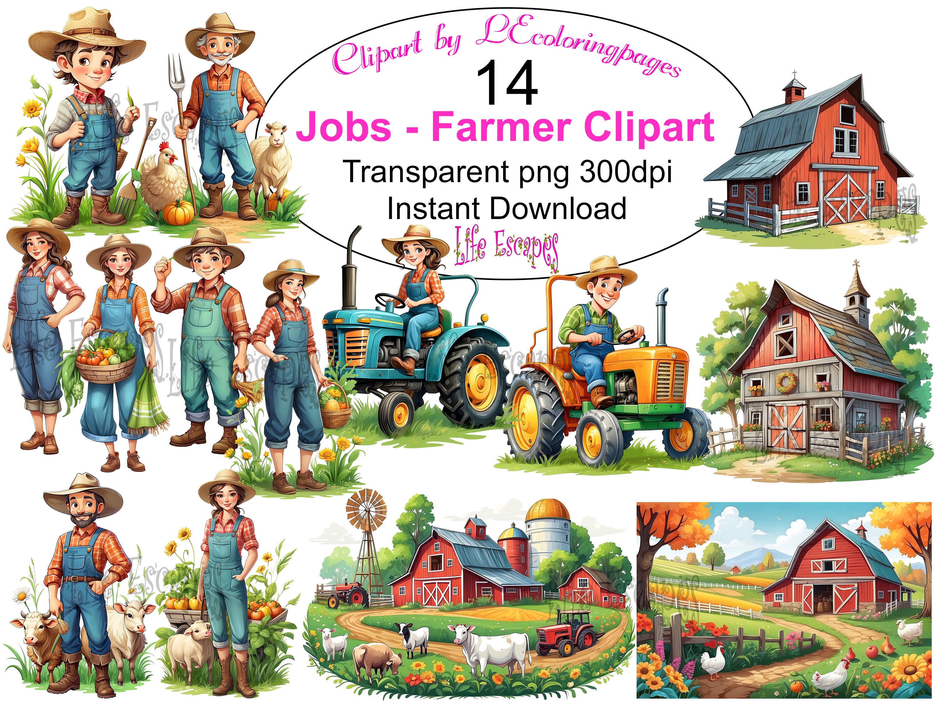 Farmer Clipart for Teachers, Educational Farm Job Graphics, Digital ...