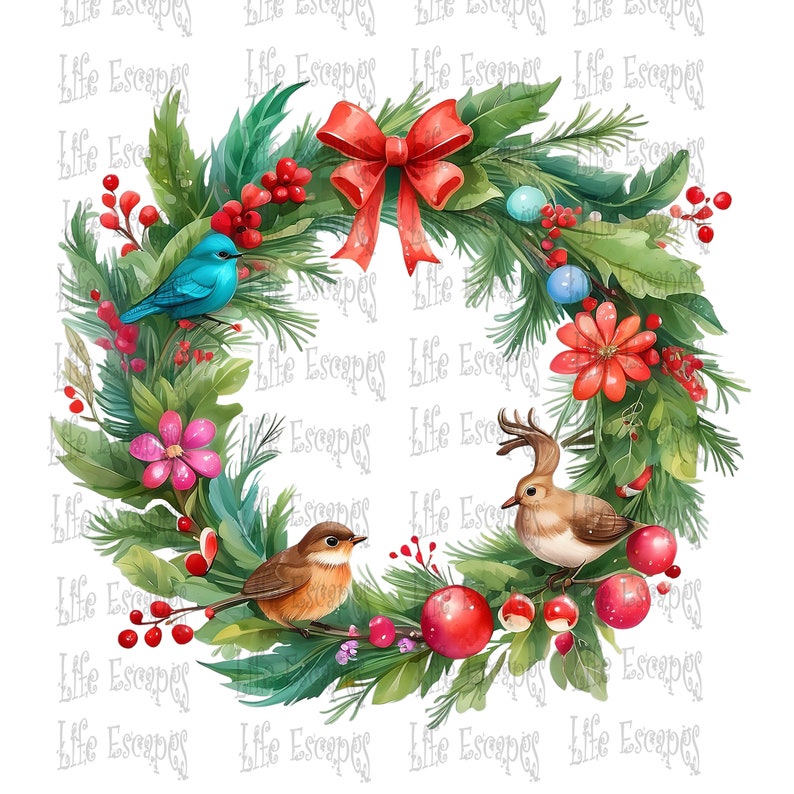 Printable Christmas Wreath Clipart Set - Set #1, PNG, Commercial Use ...