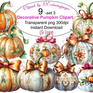 Decorative Pumpkin Clipart Set 9, Fall Autumn Harvest Clipart Pack ...