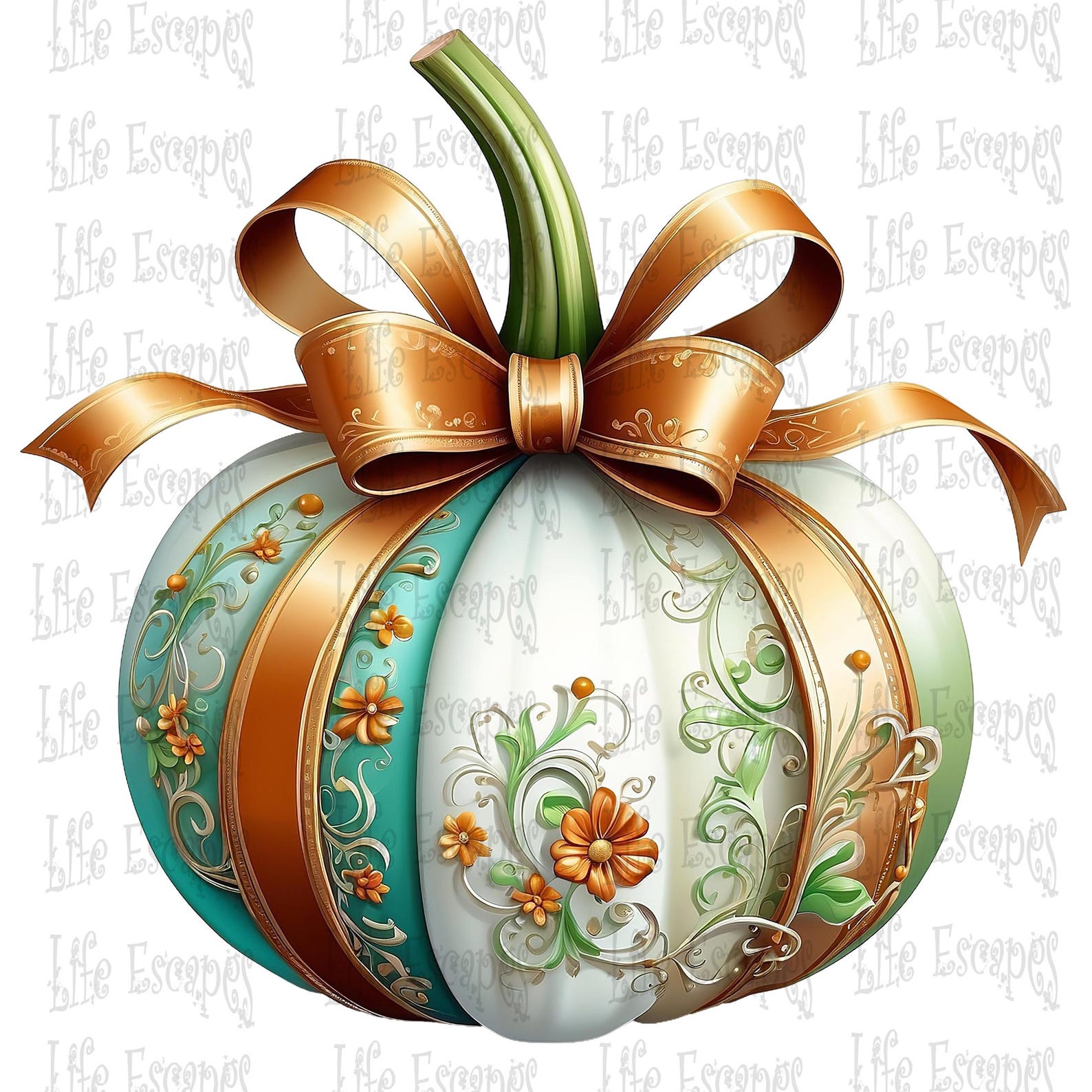Decorative Pumpkin Clipart Pack, Instant Download, 300dpi Transparent ...