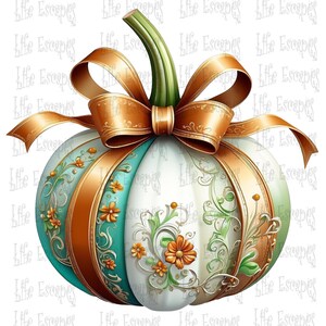 Decorative Pumpkin Clipart Pack, Instant Download, 300dpi Transparent ...