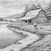Grayscale Farm Barn Coloring Page for Adults, 8.5x11 in 300dpi, Stress ...