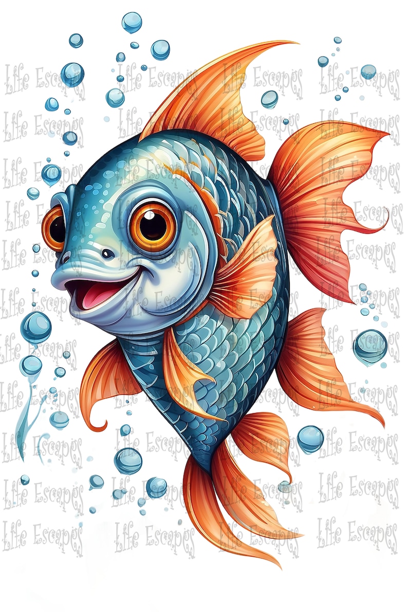 Printable Cute Fish Clipart Bundle - Set #1, PNG, Commercial Use ...