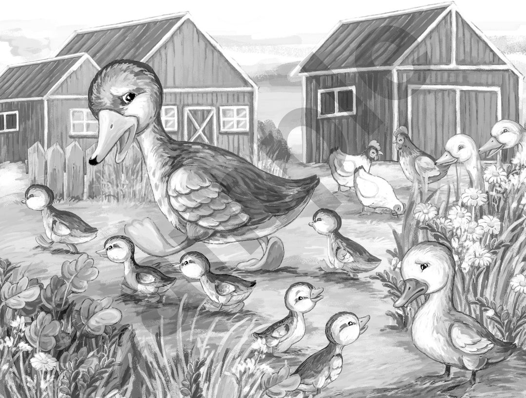 Fantasy Birds Coloring Page for Adults Grayscale High Resolution ...