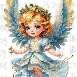 Christmas Angel Clipart Set, 12 PNG Clipart, Transparent 300dpi ...