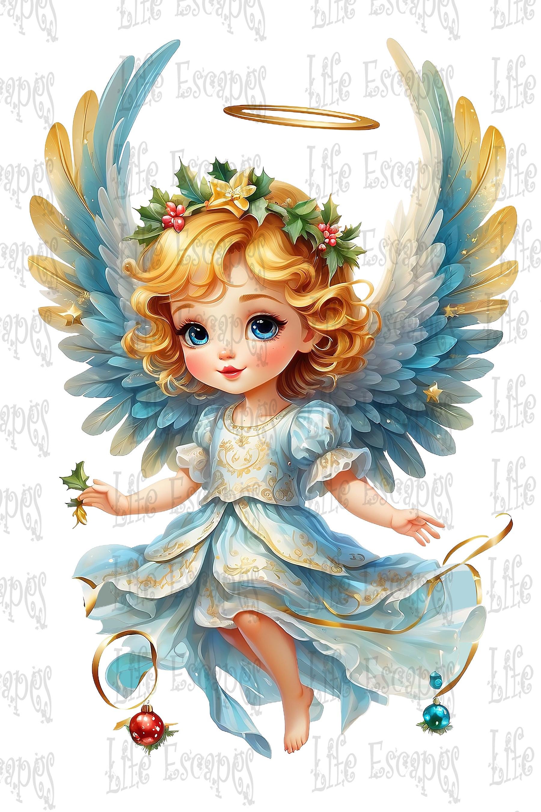 Christmas Angel Clipart Set, 12 PNG Clipart, Transparent 300dpi ...