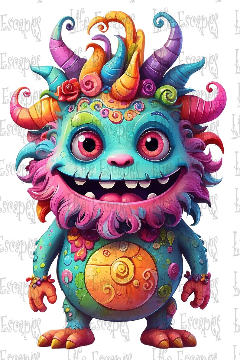 Cute Silly Monster Clipart Set, Colorful Creature Digital PNG, Kids ...