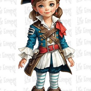 Cute Girl Pirate Clipart Set, 8 Transparent Pngs, Commercial Use ...