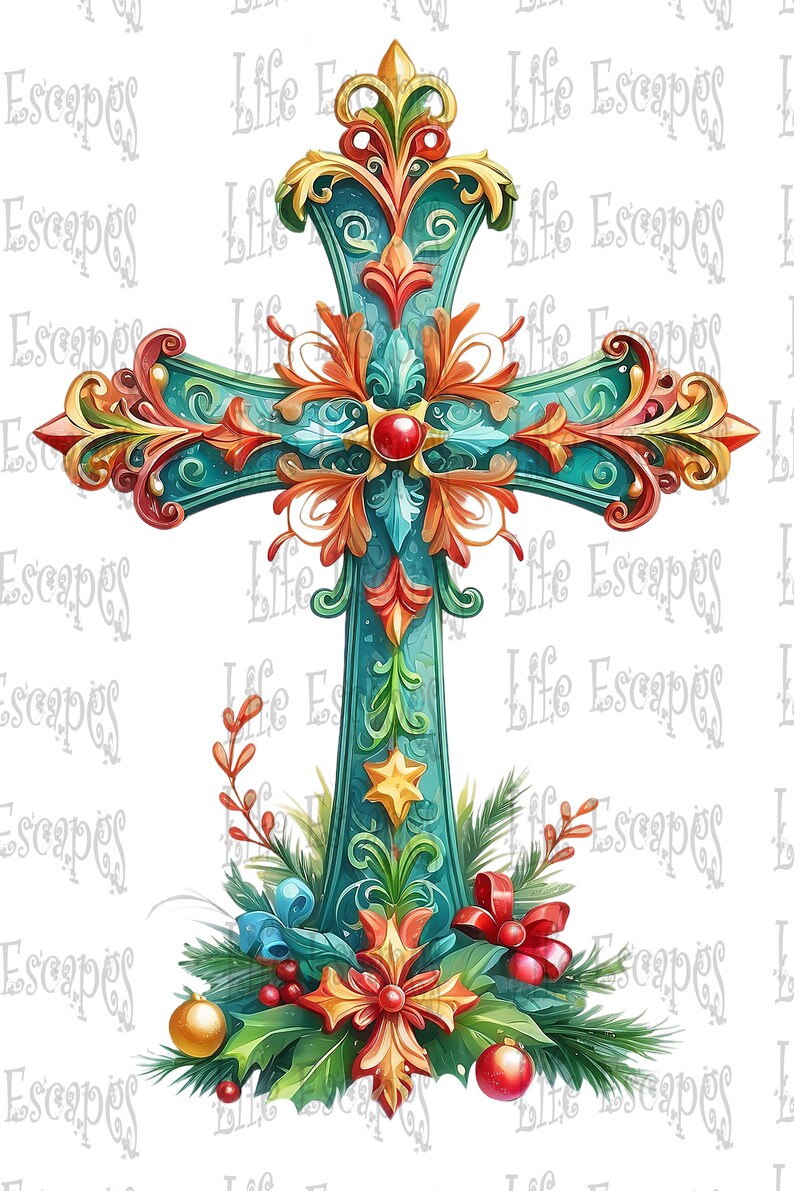 Printable Christmas Crosses Clipart Set Set 1, PNG, Commercial Use ...