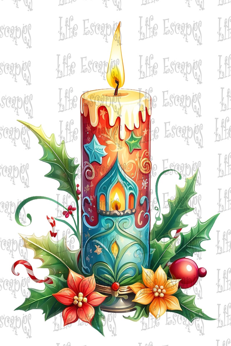 Printable Christmas Candles Clipart Set - Set #1, PNG, Commercial Use ...