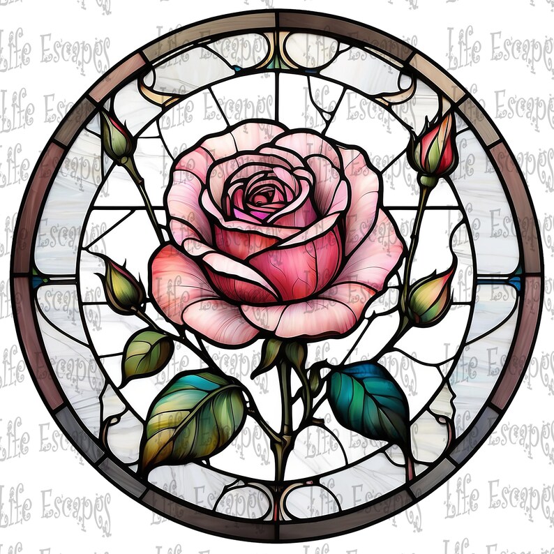 Printable Stained Glass Rose Clipart Bundle Set 1, PNG, Commercial Use ...