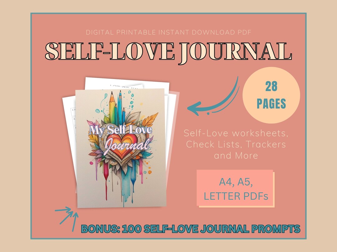 Self-love Journal Printable, 28 Page Mindfulness Workbook, A4 A5 Letter ...