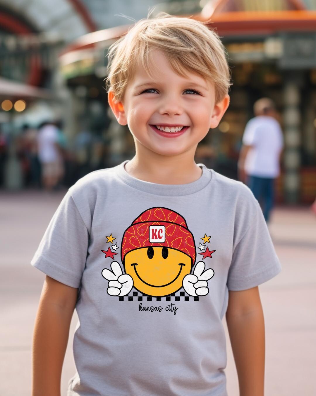 Kids Smiley Face Kansas City Shirt | Toddler & Youth Game Day Tee ...