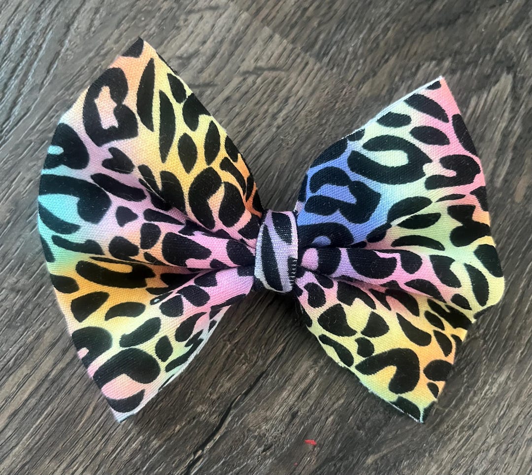 Rainbow Leopard Lisa Frank-inspired Hair Bow Clip - Etsy