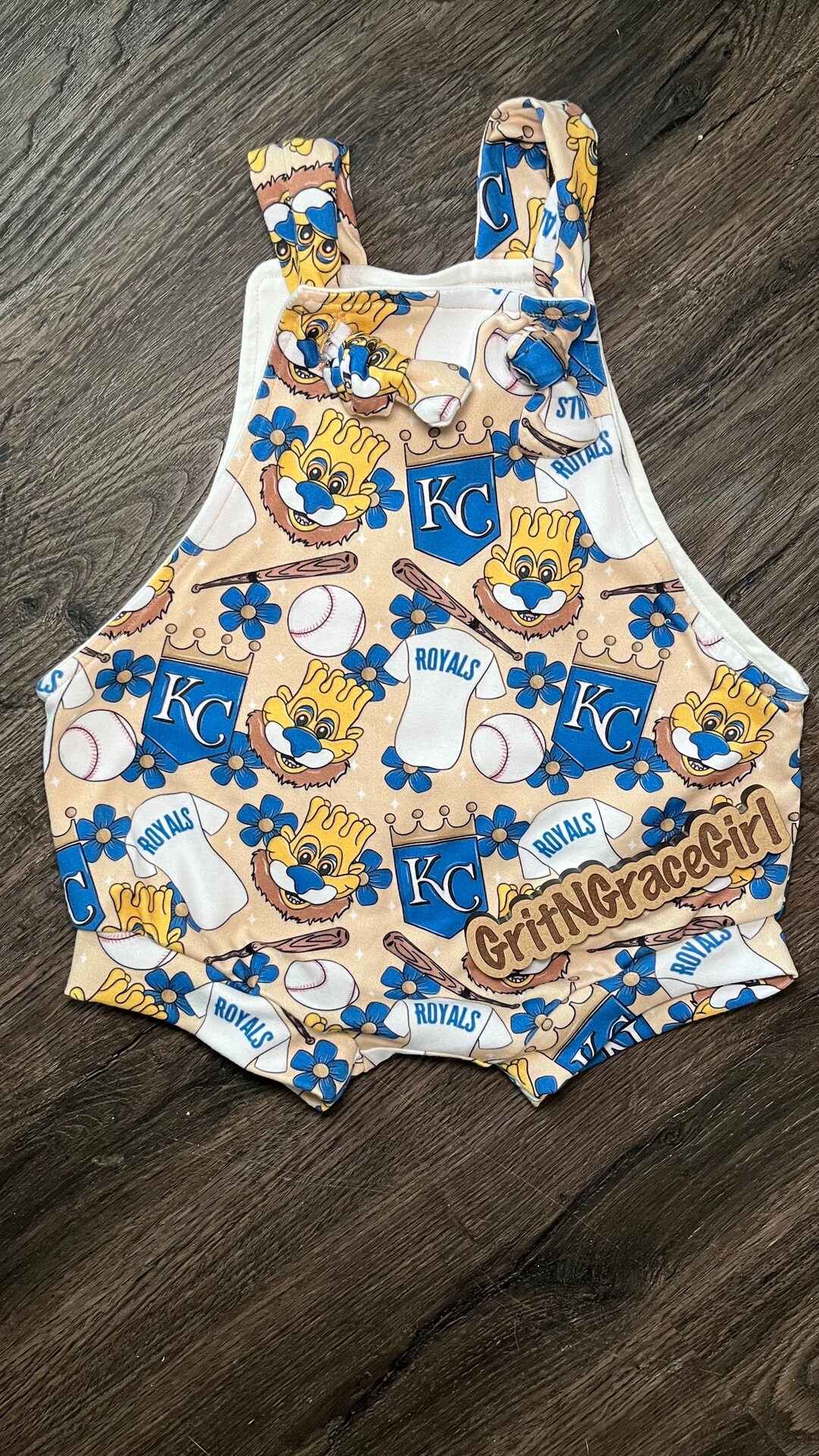 KC Royals Girls Overalls, Infant Tie Knot Overalls - Etsy