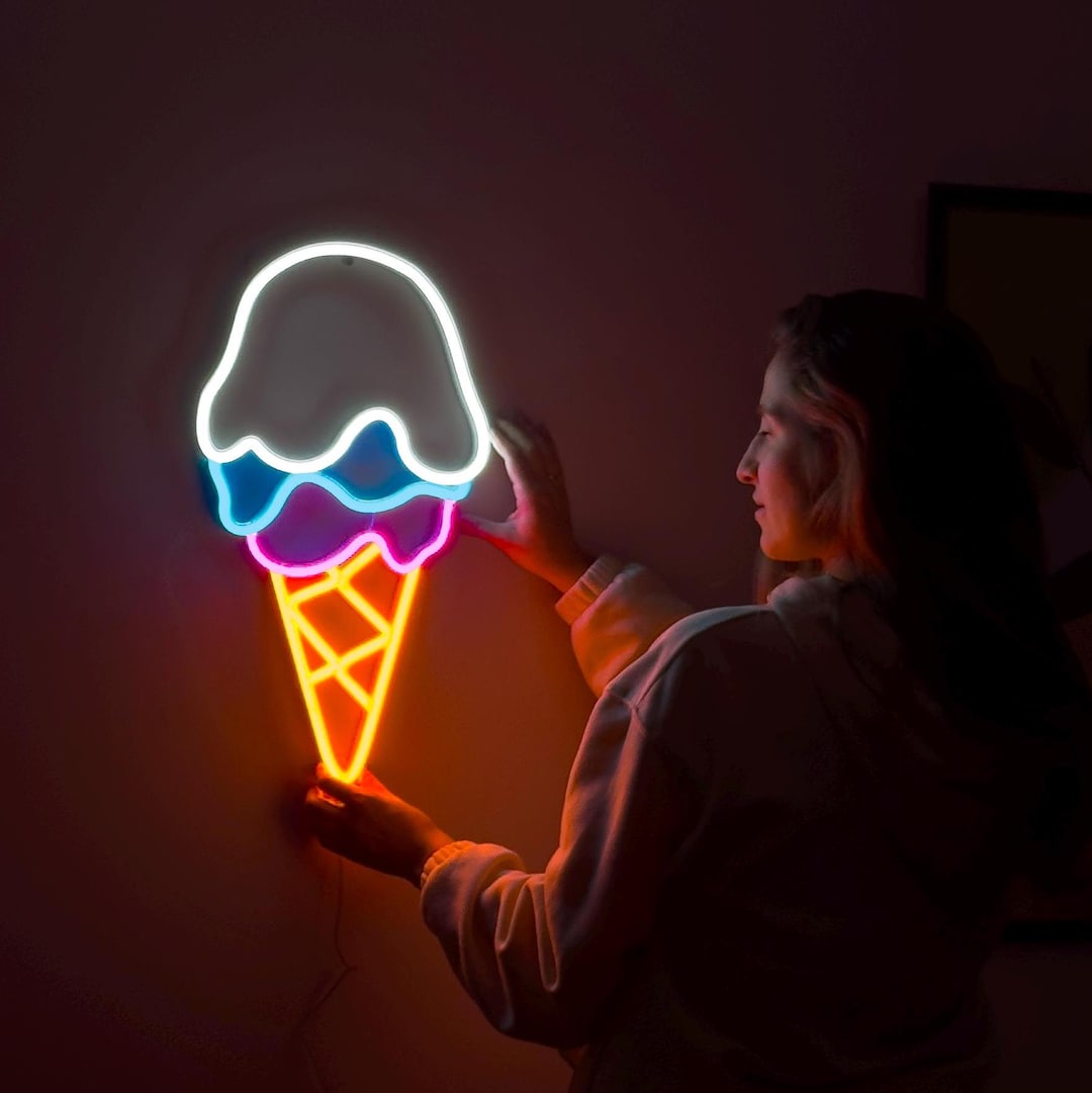 Ice Cream Neon Sign – LED Ice Cream Shop Sign, Sweet Shop Neon Light ...