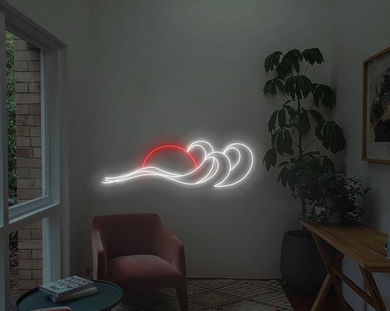 Wave Sunset Neon Wall Art Wave Ocean Neon Sign Neon Art - Etsy