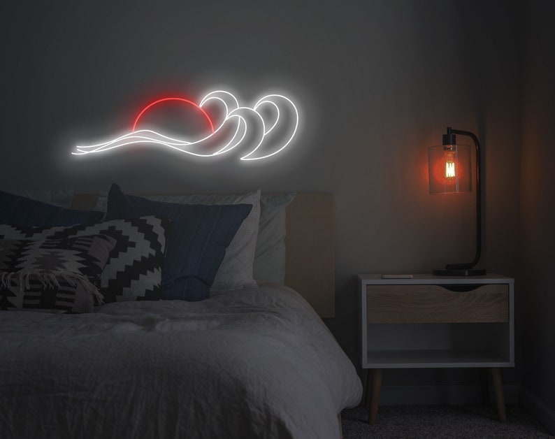 Wave Sunset Neon Wall Art Wave Ocean Neon Sign Neon Art - Etsy