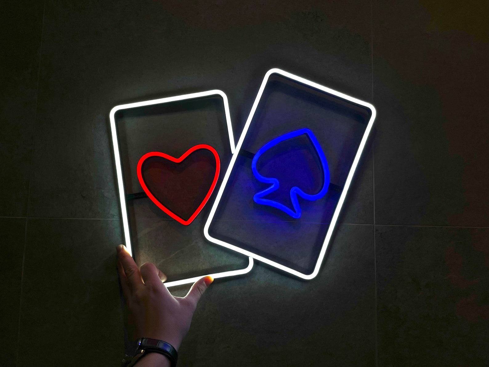 Poker Neon Wall Decor Playing Card Neon Sign Poker Wall - Etsy