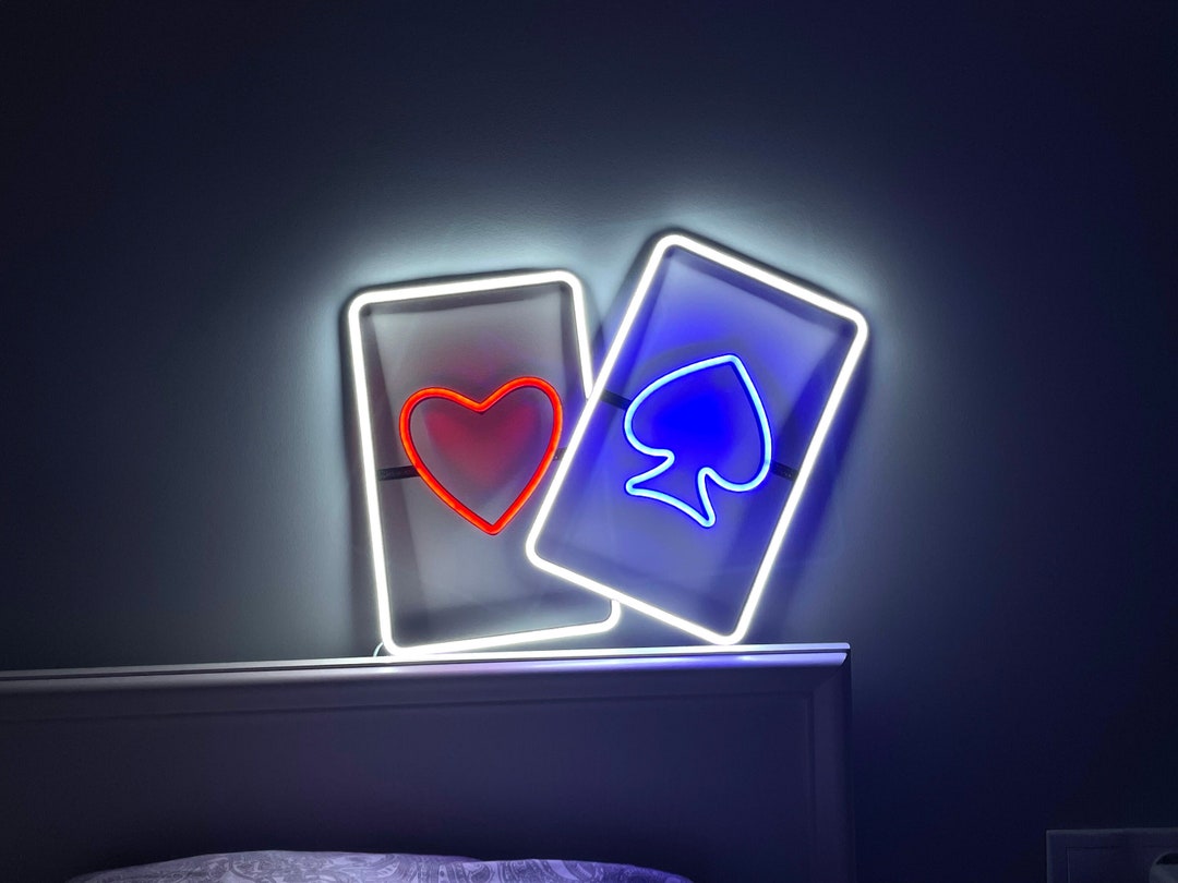 Poker Neon Wall Decor Playing Card Neon Sign, Poker Wall Decor, Poker ...