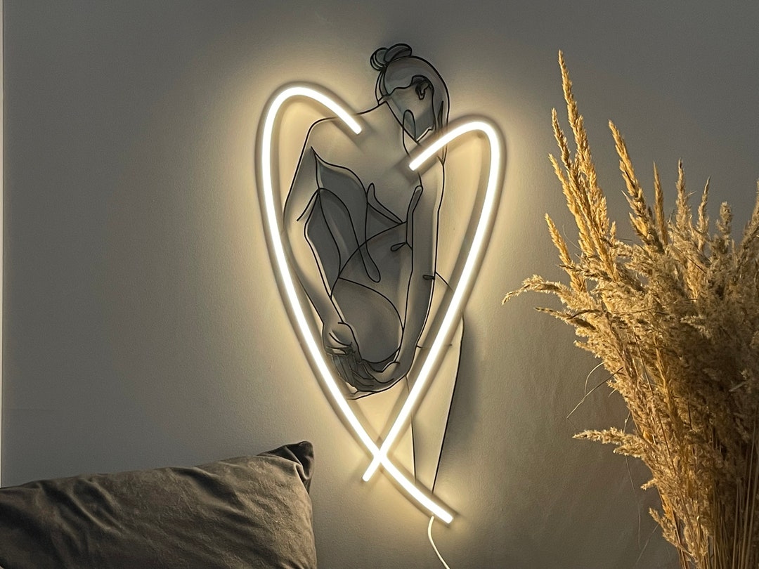 Body Women Girl Neon Wall Decor Leg Decoration Home Art Mural Wall Art ...
