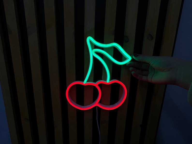 Cherry Neon Sign Cherry Neon Sign Led Art Light Sign Led Logo - Etsy