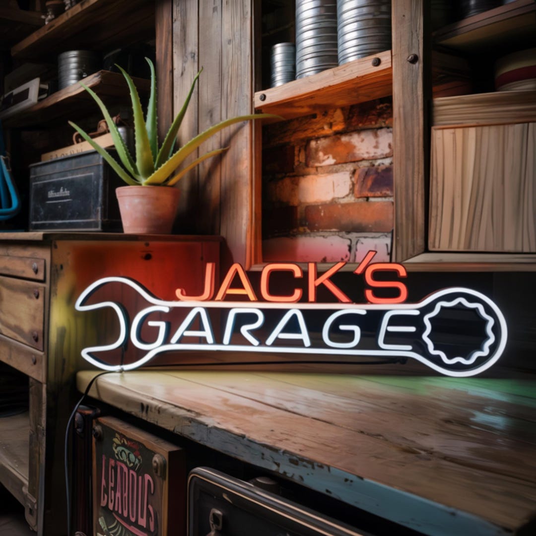 Custom Neon Garage Sign, Personalized Garage Decor, Gift for Him, Man ...