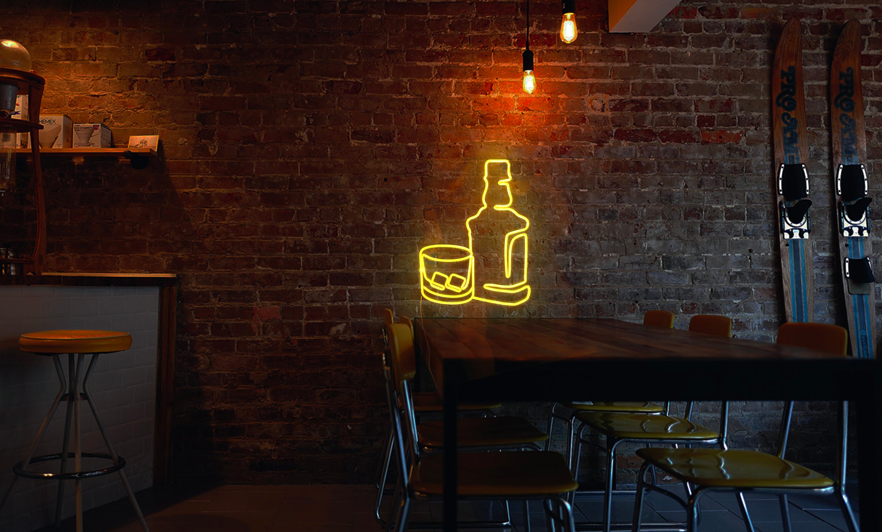 Whisky Bootle Neon Sign Bar Neon Sign Whisky Glass Wall Decor - Etsy