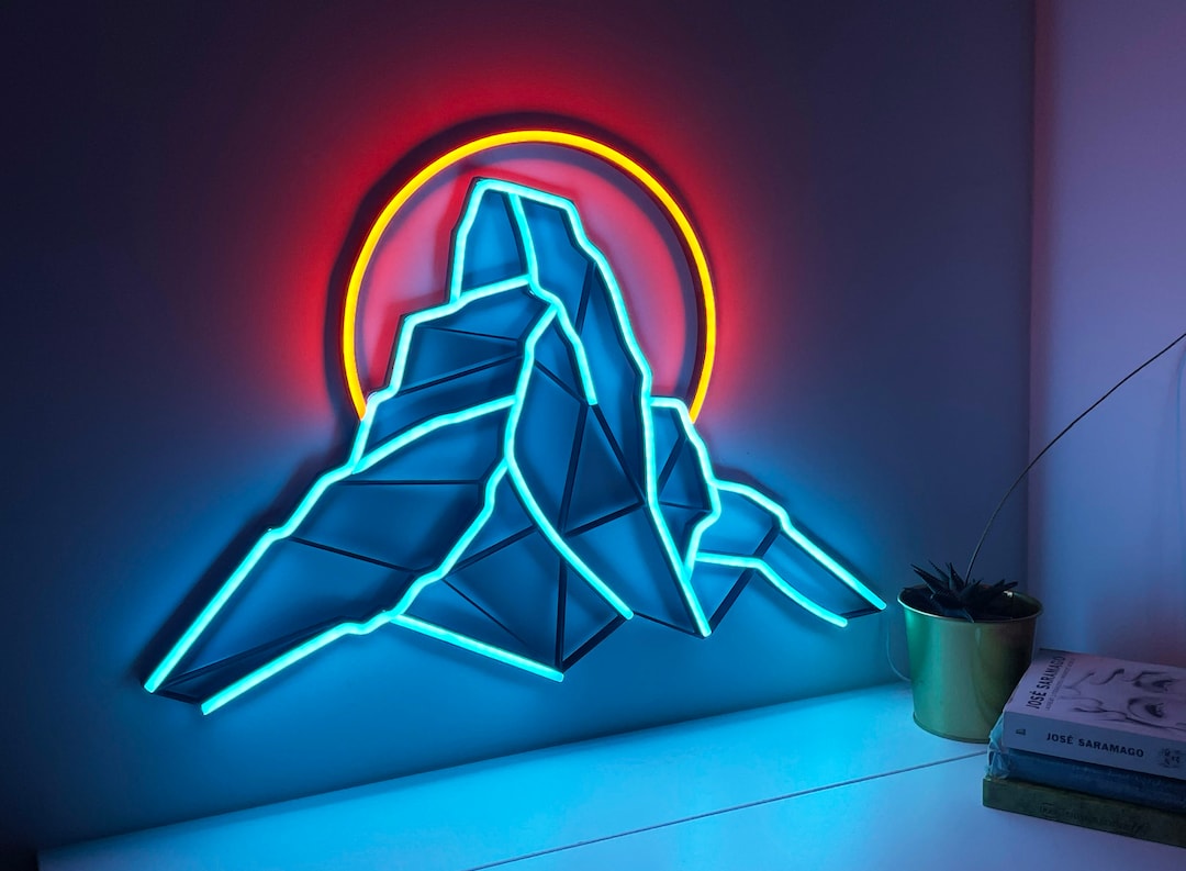 Mountain Montehorn Neon Sign Wall Art Neon Sign Neon Art, Neon Light ...