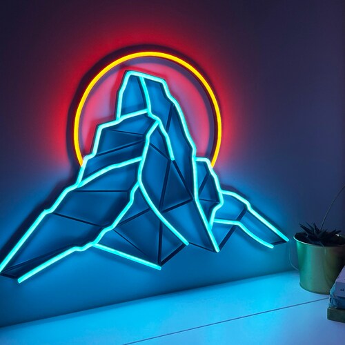 Mountain Neon Signmountain Led Signmountain Wall Art - Etsy