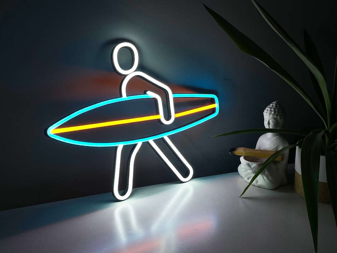 Surf Neon Sign Sea Led Ocean Art Light Sign Led Logo Wave Wall Décor ...