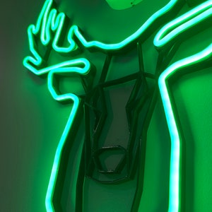 Deer Neon Wall Decor Sign Led Deer Hunting Art Light Sign Led Logo Deer ...