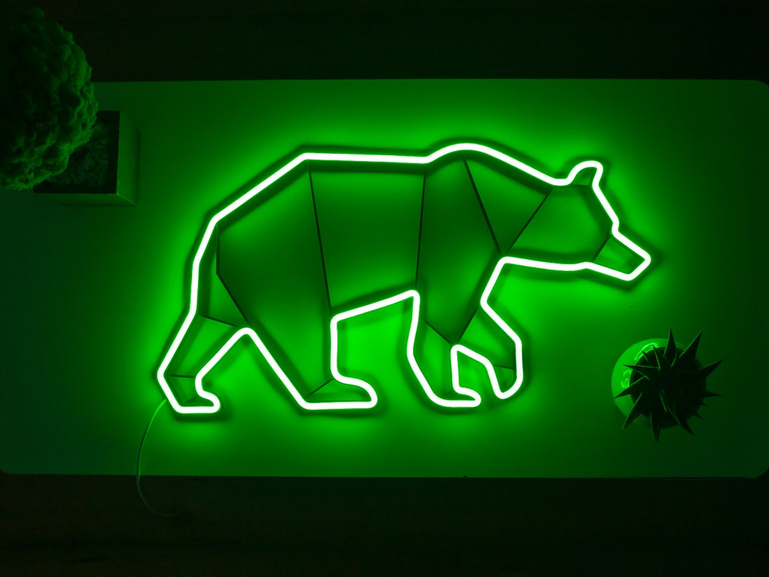 Grizzly Bear Neon Sign, Bear Wall Art, Art Sign Led Logo, Beer Wall ...