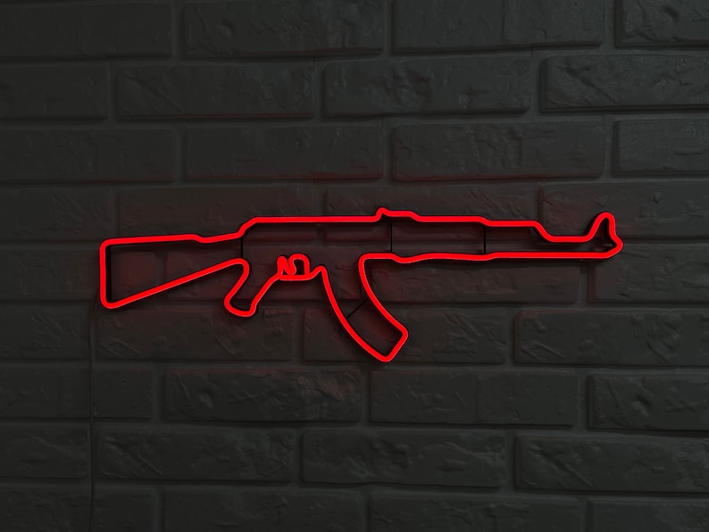 Gun Led Neon Signs AK 47 Neon Pistol LED Neon Lights Gun Wall | Etsy
