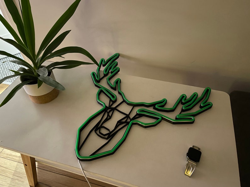 Deer Head Neon Sign Led Deer Hunting Art Light Sign Led Logo | Etsy