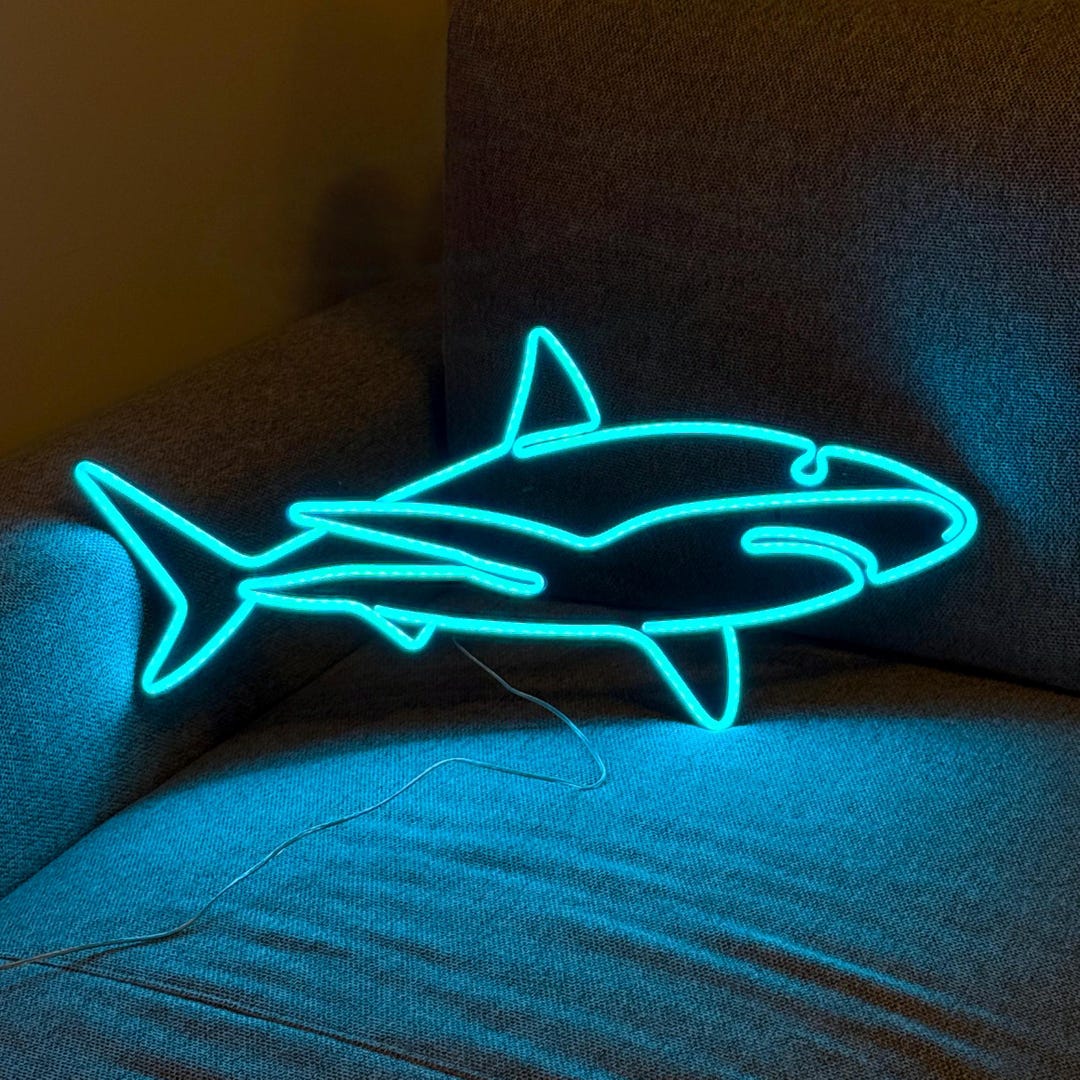 Shark Neon Sign – LED Shark Light, Neon Shark Wall Decor, Shark LED ...