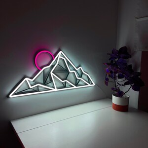 Mountain Neon Sign Art Landscape Neon Sign Neon Art, Mountain Art Light ...